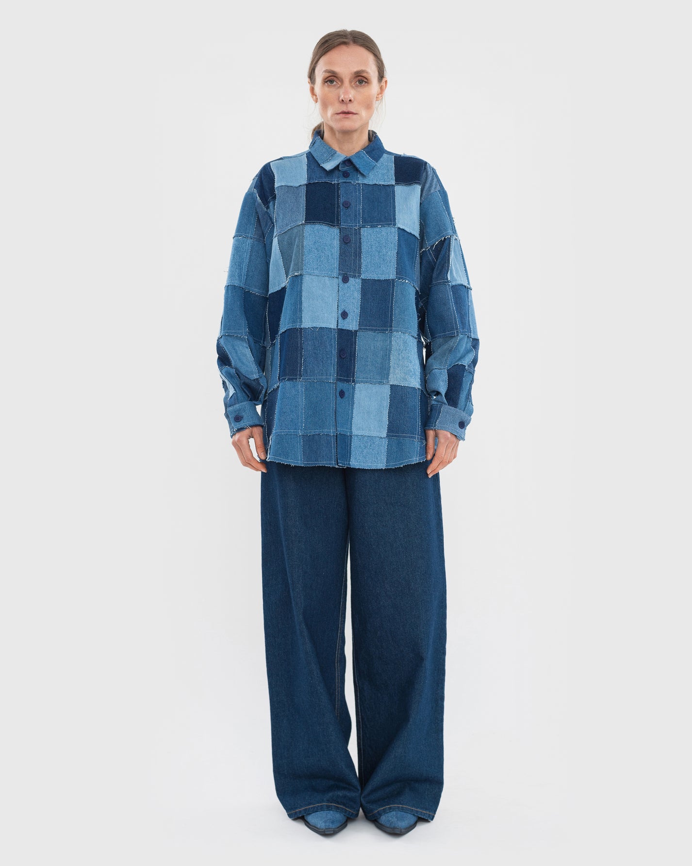 Denim Fabric Swatches Shirt - KSENIASCHNAIDER