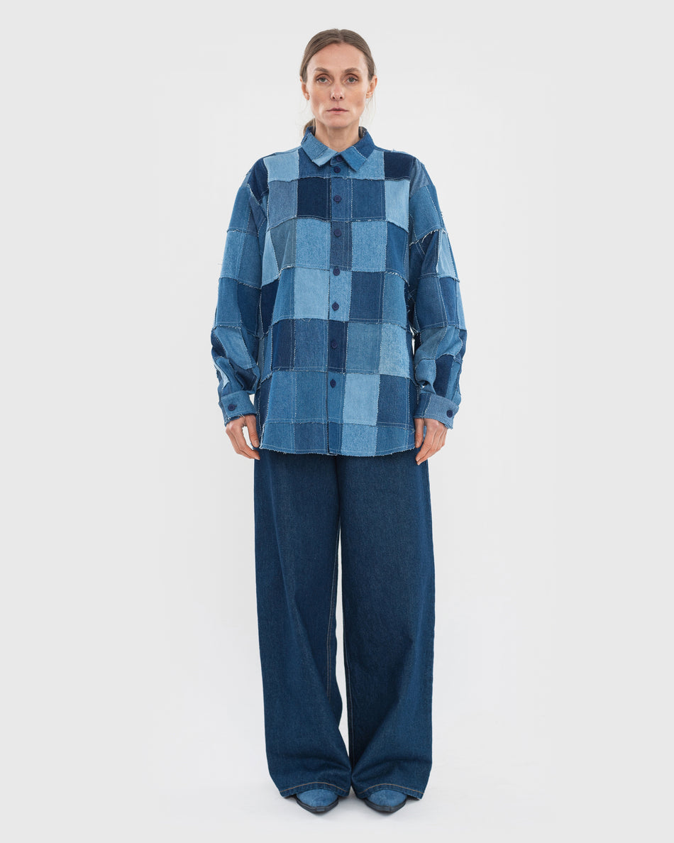 Denim Fabric Swatches Shirt - KSENIASCHNAIDER